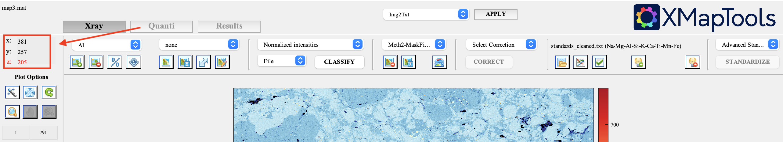 Finding a local bulk composition with XMapTools | XMapTools-local-bulk-comp